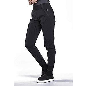 Jogger Scrub Pants for Women 4-Way Stretch with Mid Rise, Cargo Pocket, Superior Performance, and Comfort CK110A, S, Black