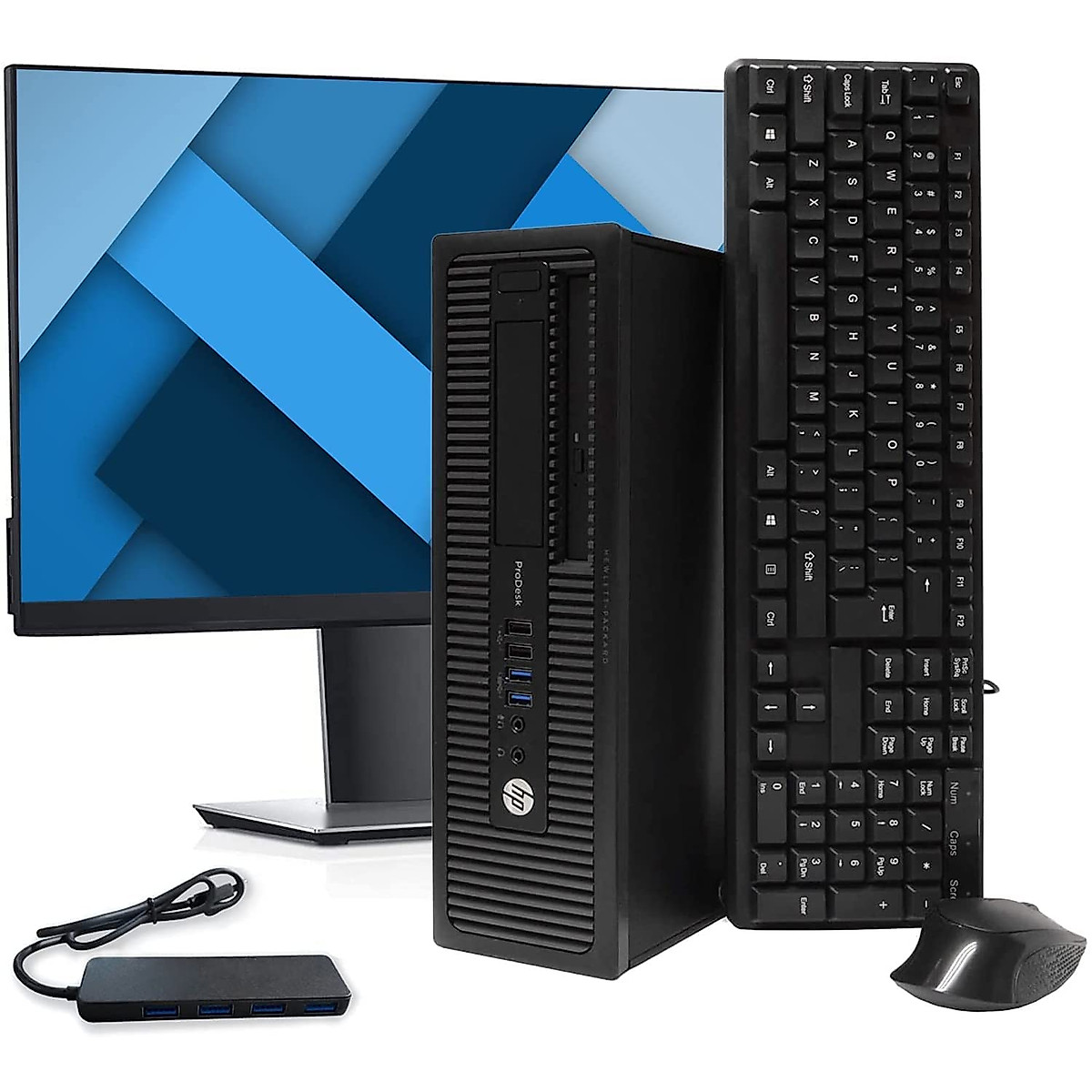 HP Desktop Computer PC Small Form Factor Intel Core i5-4th Gen, 16 GB RAM 512 GB SDD, Keyboard and Mouse, Wi-Fi Bluetooth,New 24 Monitor, 4 in 1 USB Hub, 16 GB Flash Drive Windows 10 Pro (Renewed)