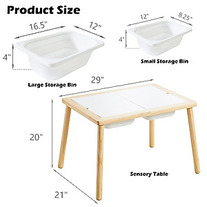 Sensory Table for Toddlers, Indoor Table with Storage Bins, Kids Play Activity Table, for Boys Girls Gift, 29''L x 20''W x 21''H, (White Bins)