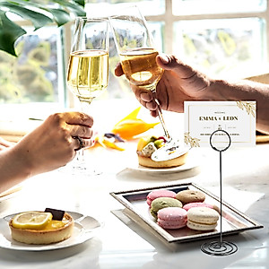 36 Pcs Table Number Holders 3 Size Black Place Card Holders Name Numbers Memo Note Cards Table Picture Holders Wire Photo Holder Clip Table Card Holder Stand for Wedding Anniversary Party Centerpieces