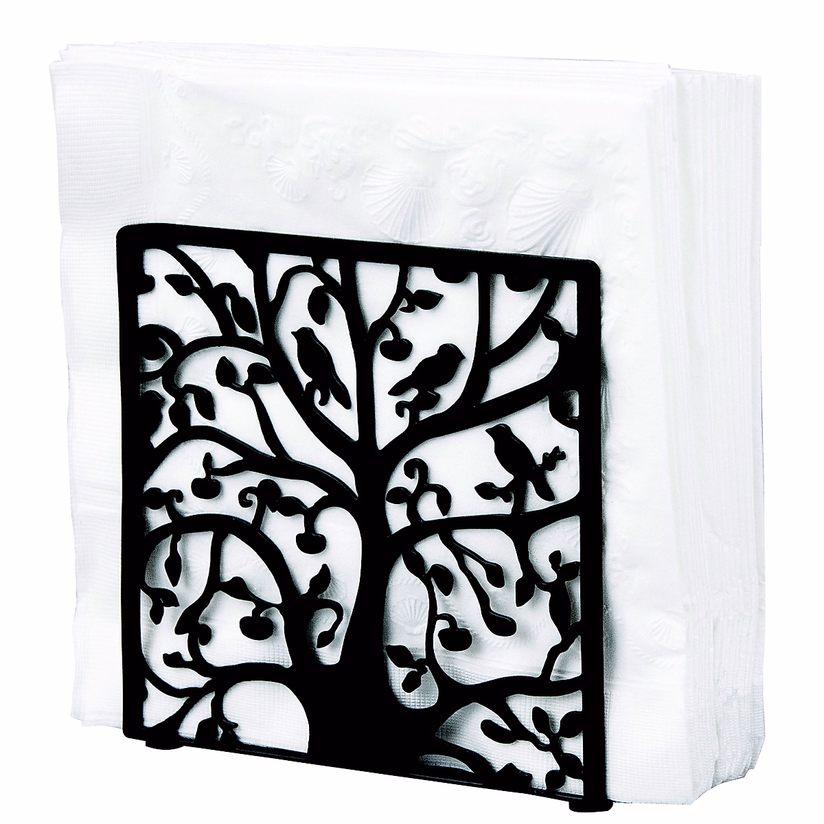 MyGift Black Metal Napkin Holder Cutout Tree and Bird Design for Table Top, Counter Top, Kitchen, Buffet, Restaurant, Dinner Party, Holiday Gifts