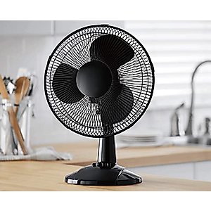 PELONIS Black 12" Oscillating 3-Speed Table Fan FT30-8MBB for Home and Office Whisper Quiet Operation (Renewed)(12", FT30-8MBB)