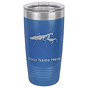 LaserGram 20oz Vacuum Insulated Tumbler Mug, Praying Mantis, Personalized Engraving Included (Dark Blue)