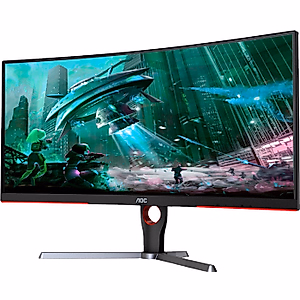 AOC 2021 30” LED Gaming Monitor - 75Hz, Full HD 2560 x 1080 Curved Monitor with Built-in Speaker, AMD FreeSync and HDMI Ports, Black