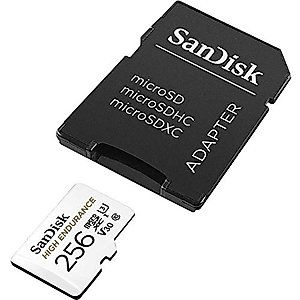 SanDisk 256GB High Endurance UHS-I microSDXC Memory Card with SD Adapter, 100MB/s Read, 60MB/s Write