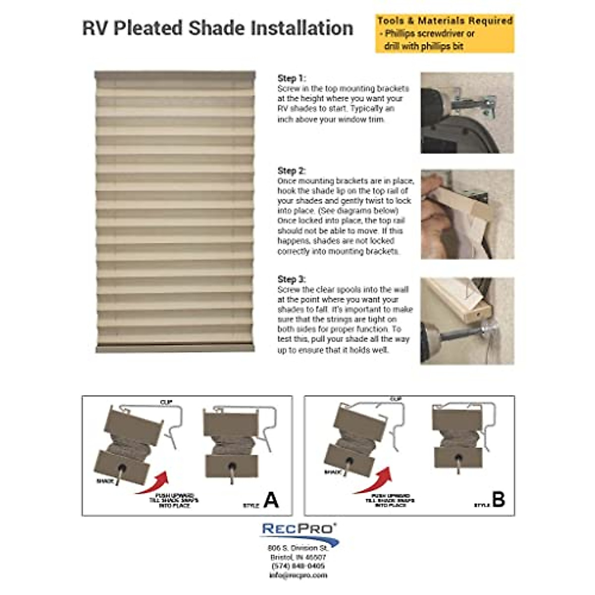 RecPro RV Blinds Pleated Shades | Cotton | RV Window Shades | Camper | Trailer (20" W x 38" L)