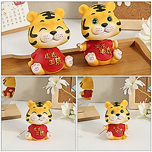 TOYANDONA Mini Toys 2pcs Bobblehead Tiger Figure Dancing Shaking Head Toys Animal Swinging Car Dashboard Decoration for Home Kitchen Office Decor Rearview Mirror Plants Decor