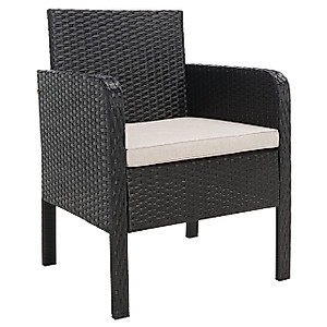 SAFAVIEH Outdoor Collection PAT7505 Conversation Set, Black/Light Grey