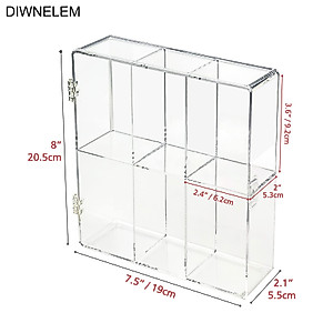DIWNELEM Acrylic Display Case Cabinet Stand 6 Compartments Storage Box Display Showcase Shelf for Toys Rock Stone Collectibles & Mini Figure Action (7.5 * 2.1 * 8 inch)
