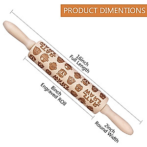 Embossed Wooden Rolling Pins,Evermarket Engraved Embossing Rolling Pin with Star Fighter Pattern for Baking Embossed Cookies,Cute Rolling Pin Kitchen Tool for Kids and Adults