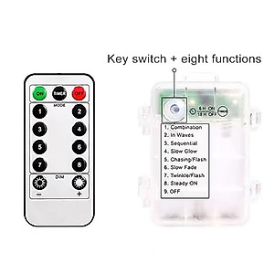 C-LARSS Battery Operated Fairy Lights 3 Pcs Copper Wire Waterproof Operated Led with Remote Control Dimmable Timer Function 8 Lighting Modes Garden Christmas White Light.