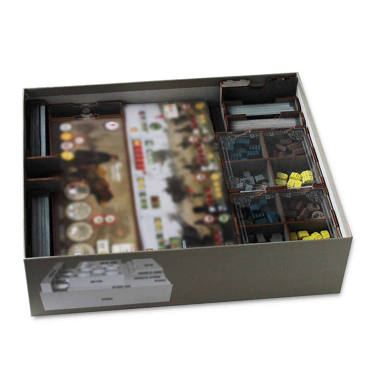 SMONEX Wooden Organizer Suitable for Storage Scythe Base Game, Invaders from Afar Expansion and Promo Packs - Kit Token Box Card Insert