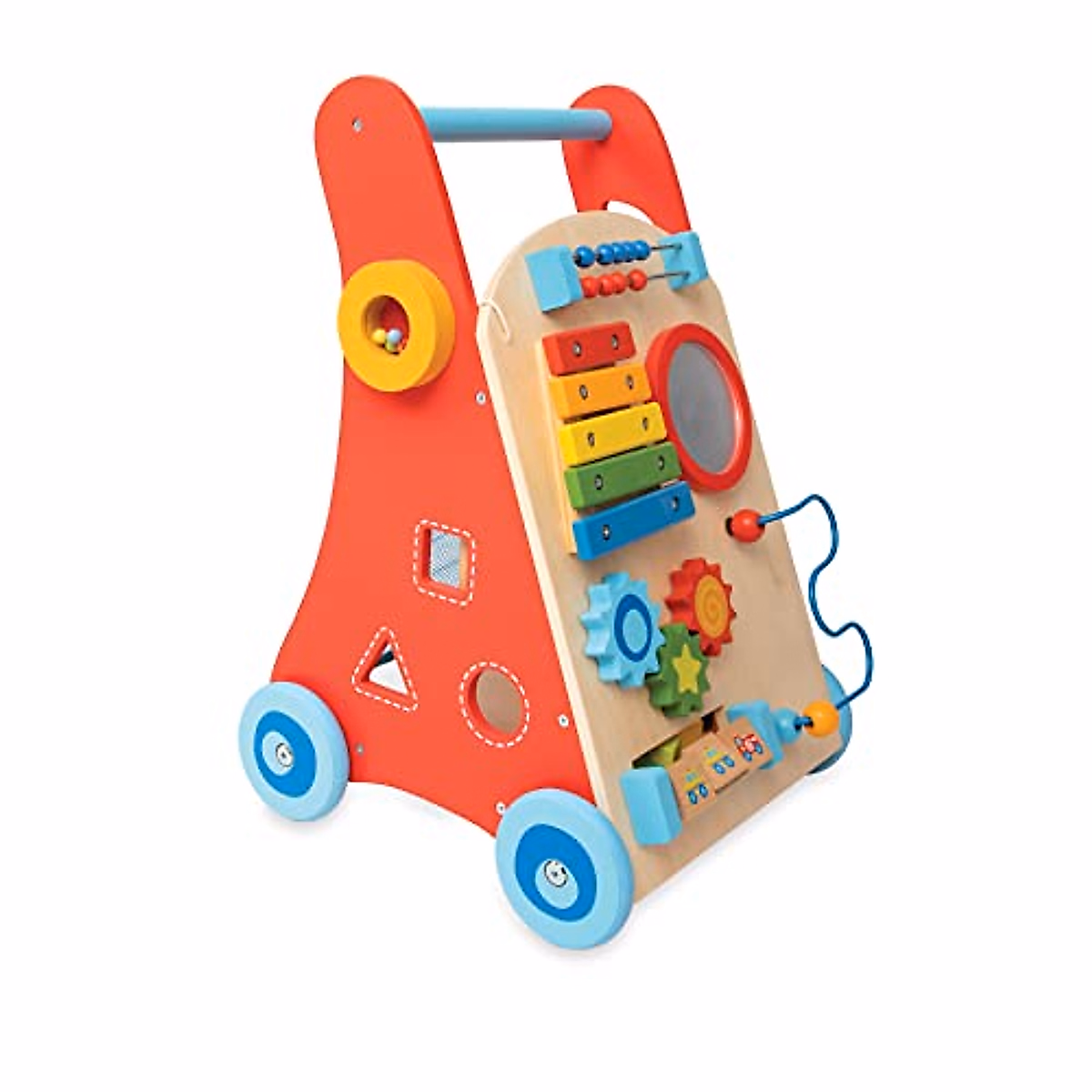 Nuby Wooden Baby Walker with Interactive Features for Early Development, Promotes Walking, Motor Skills, and Creativity