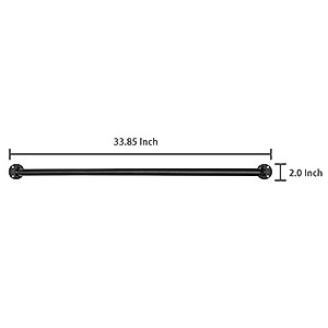 MyGift 33 Inch Matte Black Wall Mounted Metal Corner Clothing Hanging Bar, Garment Rack, Set of 2