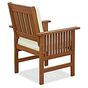 Furinno FG17318 Tioman Outdoor Hardwood Patio Furniture Armchair with Cushion Armchair with Cushion, 1 Arm Chair, Natural
