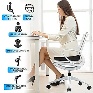 beobeu G1 Seat Cushion Memory Foam Ventilated Ergonomic Design Tailbone Coccyx Pad for Office Chairs,Car seat Cushions, Wheelchairs(18x16 inches)