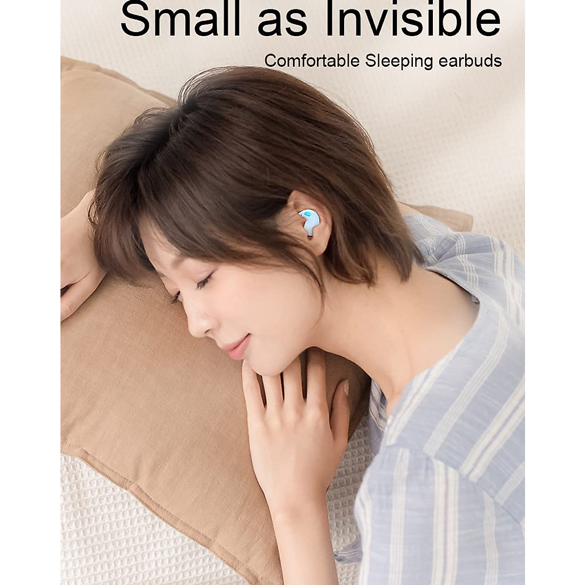 Loluka Invisible Earbuds for Sleep Mini Bluetooth Earbuds True Wireless Earbuds Stereo HiFi Music IPX4 Waterproof Invisible Headphones with Charging Case