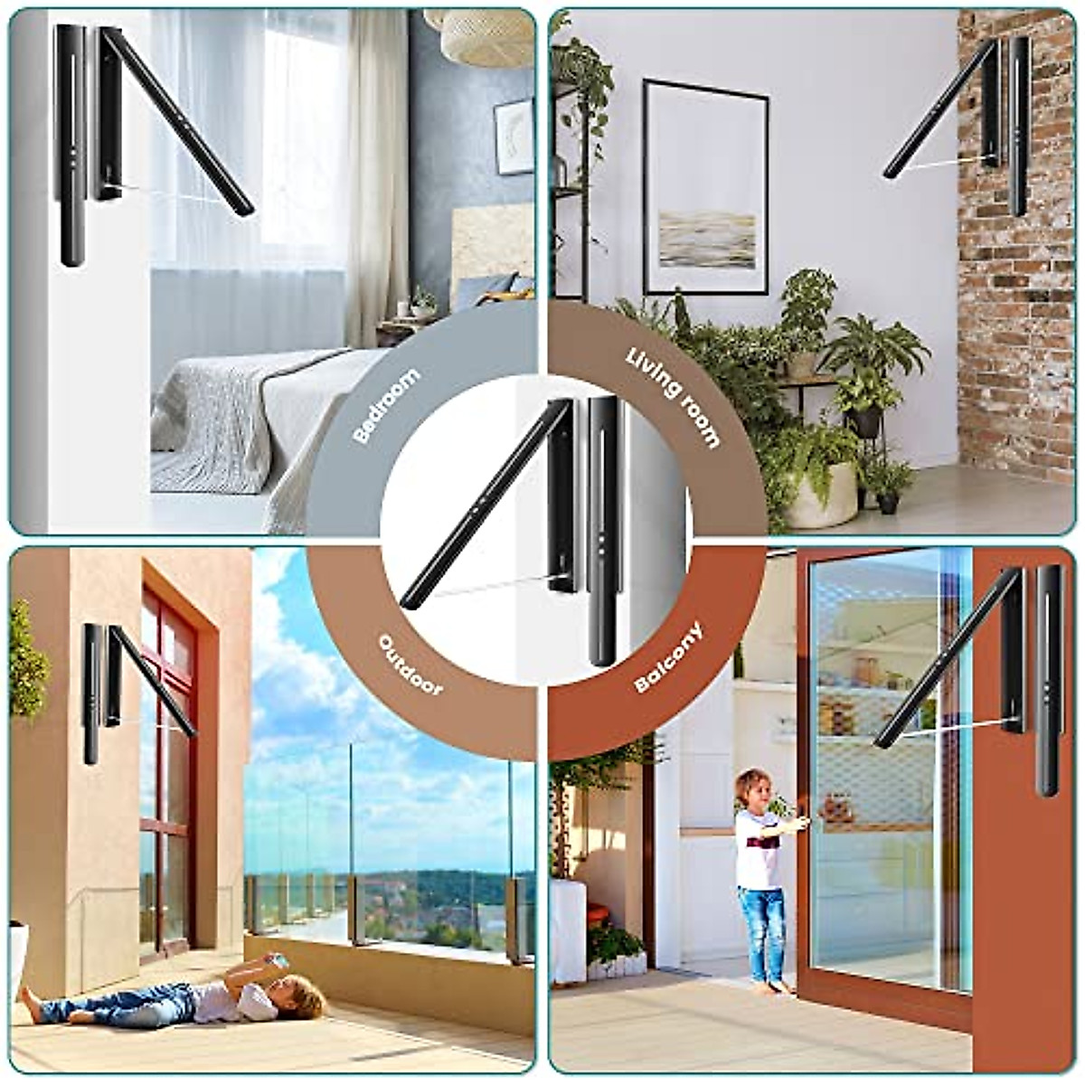 Vaselin Invisible Clothes Drying Rack, Retractable Clothes Drying Rack, Wall Mounted Clothes Drying Rack, for Laundry Room Space 13.7 x 1.85x 0.51inches