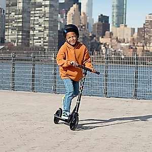 Jetson Scooters - Jupiter Jumbo Kick Scooter (Black) - Collapsible Portable Kids Push Scooter - Lightweight Folding Design with Big Wheels and High Visibility RGB Light Up LEDs on Stem and Deck