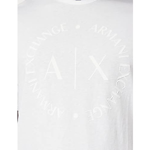 A|X ARMANI EXCHANGE Men's Tonal Classic Circle Logo Short Sleeve Tee Shirt, White, X-Large