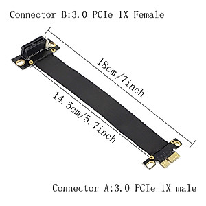 PCIE Extension Cable,PCI-Express 3.0 1X Male to Female Riser Cable PCI-E 1X Extender Adapter Jumper (18cm,90°