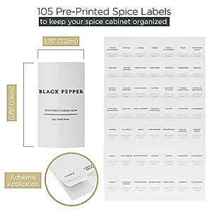 Decorium Interiors Bamboo Spice Jars (10 Pack, 6oz) – Glass Jars with Bamboo Lids - Spice Containers with Bamboo Lids w/ 105 Pre-Printed Labels – Lead-Free Bamboo Jars for Storing Spices & More