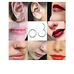 5Pcs Surgical Stainless Steel 16G 18G Sleeper Small Hoop Earrings for Women Men Boys Girls Septum Hinged Clicker Nose Lip Ring Helix Daith Cartilage Tragus Tiny Mini Huggie Hoops Piercings