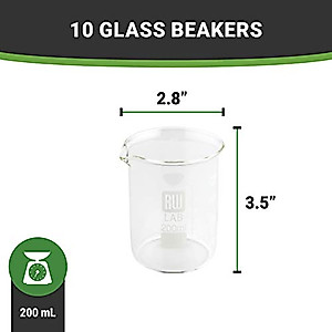 Restaurantware RW Lab 200 ML Glass Beakers 10 Dishwasher Safe Cocktail Mixing Glasses - Chemistry-Inspired Scratch Resistant Clear Glass Cocktail Beakers For Cocktails Appetizers Desserts