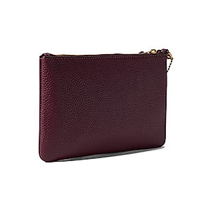 COACH Polished Pebble Small Wristlet Deep Berry One Size