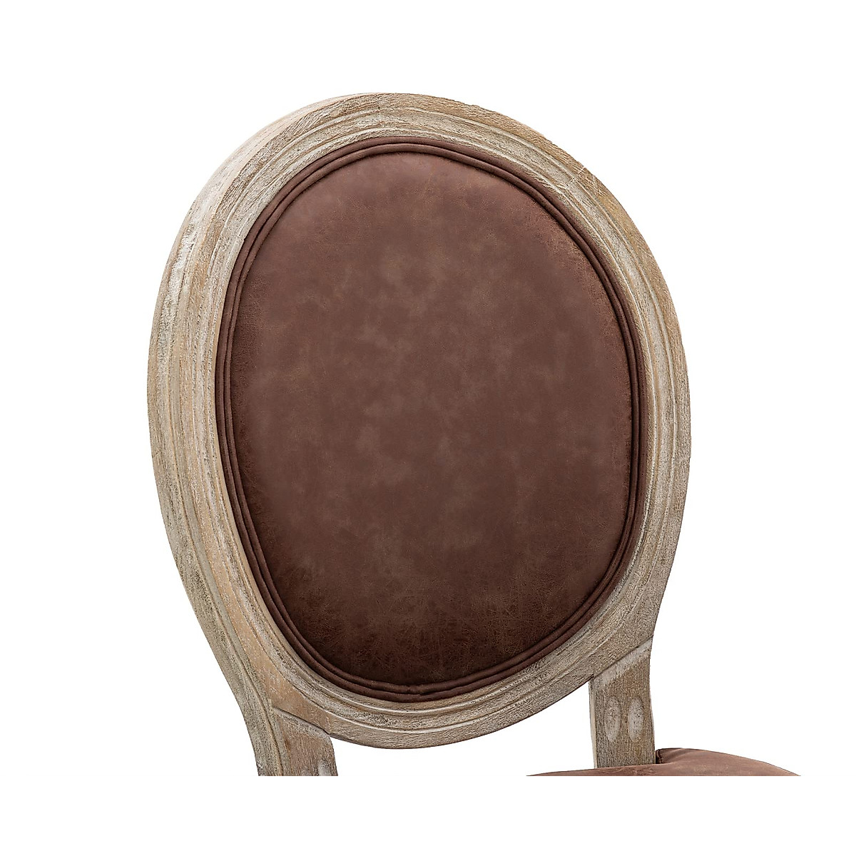 Kmax Farmhouse Dining Room Chairs, French Distressed Bedroom Chairs with Round Back, Brown Wood Legs Elegant Tufted Kitchen Chairs, Set of 2, Gray