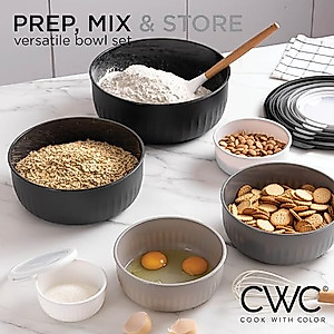 COOK WITH COLOR Prep Bowls with Lids- Wide Mixing Bowls Nesting Plastic Small Mixing Bowl Set with Lids (Green)