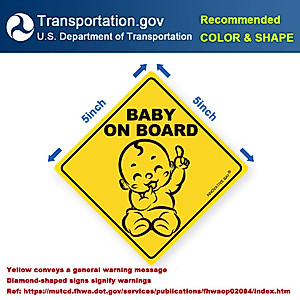 2023 Design- Baby on Board Sticker Sign (3 Pack), Baby Board, Baby car Sticker, Baby car Decal, US Department of Transportation Recommend Color & Shape,Kid Safety, 5”by5” by Innovative Bay