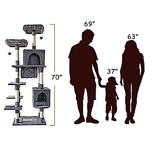 Confote 70" Multi-Level Cat Tree XXL Tall Play House Climber Activity Centre Tower with Scratching Posts for Kittens & Large Cats