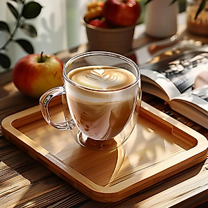 YMMIND Set of 4 Double Walled Glass Coffee Mugs 6 Ounces Insulated Layer Coffee Cups with Handle Borosilicate Glass Espresso Cup for Hot Beverage,Cappuccino,Tea,Latte,Wine,Microwave Safe