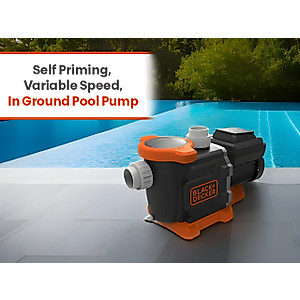 BLACK+DECKER Variable Speed Pool Pump Inground with Filter Basket and Easy Programmable Touch Pad Interface, 3 HP