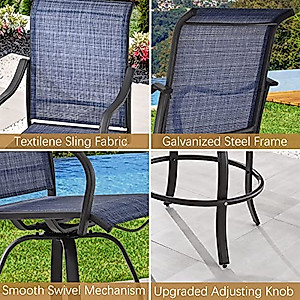 PatioFestival Patio Swivel Bar Stools Set of 4 Outdoor High Bistro Stools Height Chairs Dining Chairs All Weather Garden Furniture(Blue)