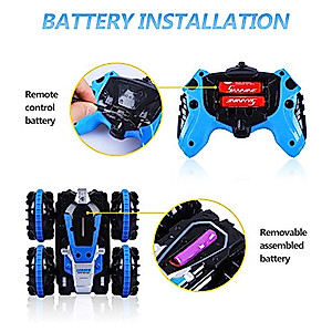 Toys for 5-12 Year Old Boys RC Car for Kids 2.4 GHz Remote Control Boat Waterproof RC Monster Truck Stunt Car 4WD Remote Control Vehicle Boys Girls Birthdays Gifts All Terrain Water Beach Pool Toy