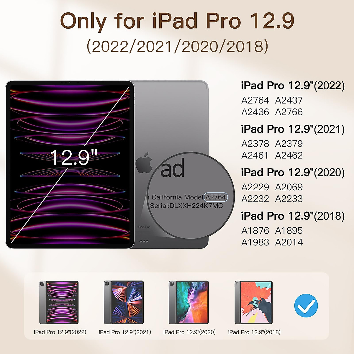 JETech Magnetic Case for iPad Pro 12.9 Inch 2022/2021/2020/2018 (6th/5th/4th/3rd Generation), Pencil 2nd Charging, Magnetic Attachment, Cover Auto Wake/Sleep (Black)