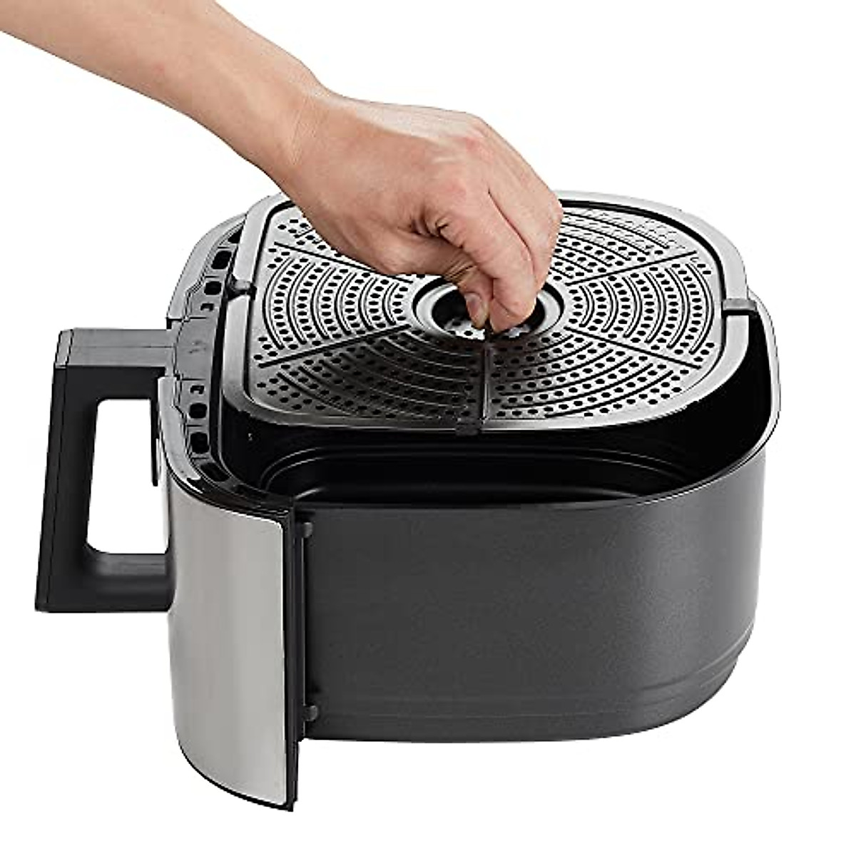 GoWISE USA 7-Quart Air Fryer & Dehydrator Max Steel XL- with Touchscreen Display with Stackable Dehydrating Racks with Preheat & Mute Functions + 100 Recipes (Stainless Steel)