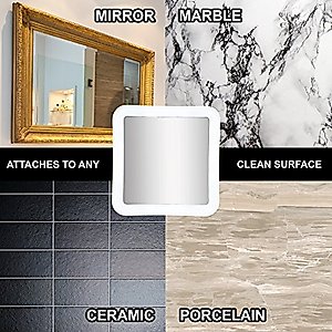 Fancii 10X Magnifying Lighted Makeup Mirror - Daylight LED Vanity Mirror - Compact, Cordless, Locking Suction, 6.5" Wide, 360 Rotation, Portable Illuminated Bathroom Mirror (Square)