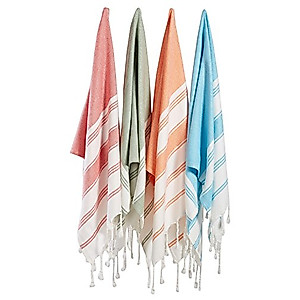 (SET of 8) Turkish Cotton Hand Face Head Guest Gym Towel Set Peshtemal Washcloth Kitchen Tea Towel Dish Cloth Set (MultiColor)