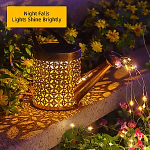 Outdoor Solar Lights Garden Decor - Meteor Light Outdoor Garden Decoration Lights Solar Powered Patio Decor Waterproof Pathway Landscape Lights Art Watering Pot Star Shower Solar Lights