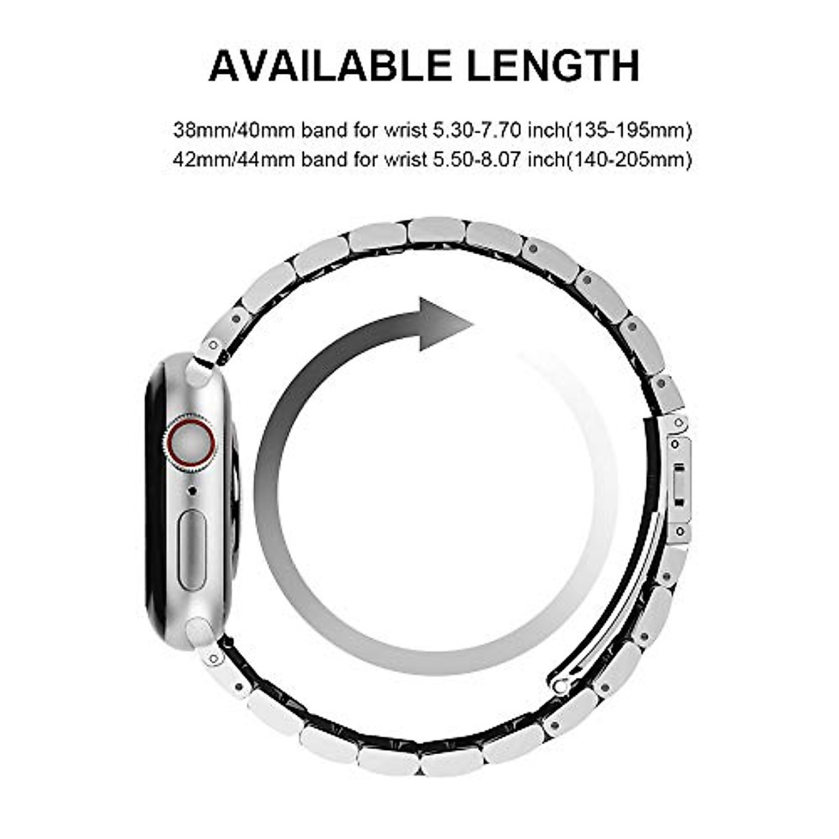 U191U Band Compatible with Apple Watch Stainless Steel Wristband Metal Buckle Clasp iWatch 38mm 40mm 41mm Strap Bracelet for Apple Watch Series 7/6/5/4/3/2/1 Sports Edition (Silver/Gold, 38/40/41MM)