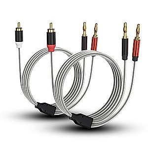 HOSONGIN RCA to Banana Plug Adapter Cable 6 Feet -2 Pack,RCA Male to Banana 2 Male Plug Y Splitter Speaker Wire Audio Cable, Gold-Plated Double Shielding Hi-Fi Systems Stereo Cable