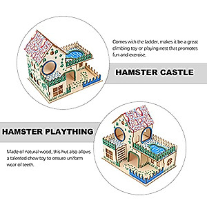 Balacoo Hamster Castle Pet Hamster Climbing Toy Small Pet Hut Wooden Hamster Cabin