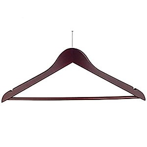 NAHANCO 60317BEC Wooden Suit Hanger, 17", Low Gloss Mahogany Finish with Ball Top Hook and Bright Chrome Hardware (Pack of 100)