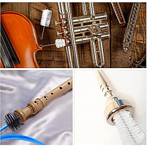 Hysagtek 4 Pieces Trumpet Snake Brush Cleaning Kit, Trumpet Brush Mouthpiece Brush Valve Casing Brush Flexible Brush with Cleaning Rod