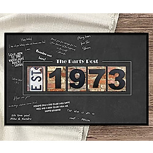 50th Birthday Party Decorations - Chalkboard Guest Book Alternative Poster. 11x17 Party Sign for Him or Her Turning 50 Years Old. Signing Board for Women or Men. Rustic Wall Art Banner for Wishes