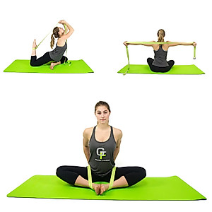 Gradient Fitness Yoga Strap, Friction-Less Easy-Feed Buckle, Yoga Straps for Stretching, Super Soft Cotton/Polyester Blend Webbing, Yoga band, Free eGuide. (8 Feet) Green