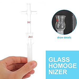2ml Glass Cell Tissue , Glass Tissue Homogenizer Lab Pestle Lab Glass Tube Laboratory Tool with Pestle for School Students Science Experiment